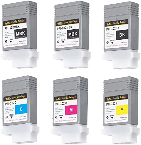 Amazon.com: Lucky Bridge 130ml x 6PK PFI-102 Ink Tank Cartridge ...