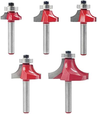 Saiper 5pcs 1/4” Shank Round Over Router Bit Roundover Edging Router ...