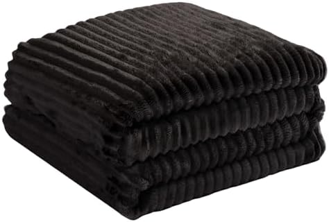 OHS Ribbed Fleece Throw Blanket, Soft Warm Comfy Decorative Rib Throw ...
