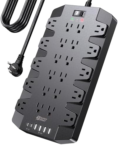 Amazon.com: 10 Ft Extension Cord Power Strips with Surge Protection ...