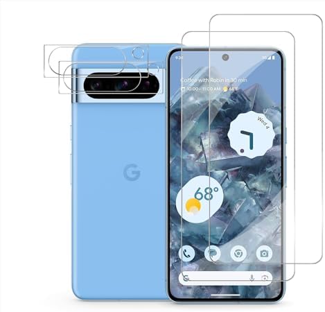 Amazon.com: Pixel 8 Pro Tempered Glass Screen Protector + Camera Lens ...