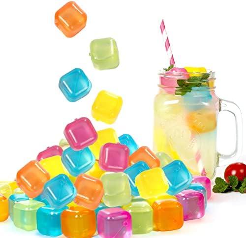 Amazon.com: 80 Pack Reusable Ice Cube, Colorful Plastic Squares Ice ...