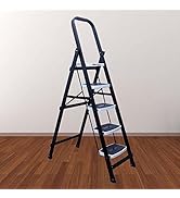 BonKaso Premium Alloy Steel Folding Ladder for Home, Wide Anti-Skid ...