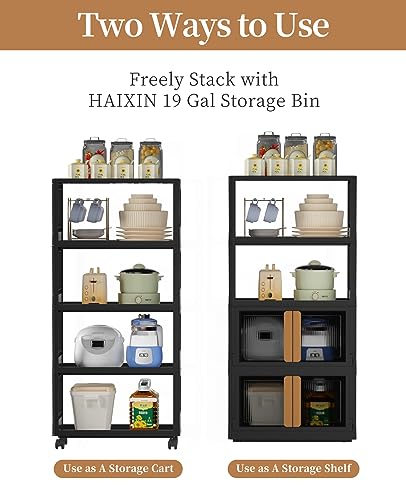 Snapklik.com : 4-Tier Rolling Storage Shelf - Foldable Storage Cart ...