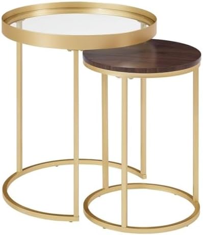 Amazon.com: Walker Edison Miranda Contemporary Metal and Wood Round ...