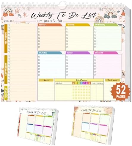 Amazon.com : Weekly Planning To-Do-List Pad, 52 Undated Sheets for ...