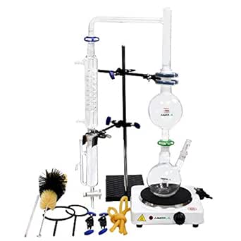 Lab Glassware Kit 500ml Glass Distillation Apparatus Essential Oil ...