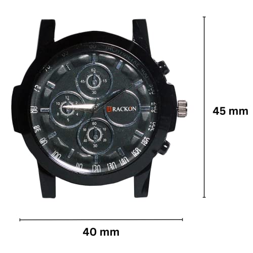 Buy Trackon T-45 Black Leather Belt Analog Watch for Men (Dial: Black ...