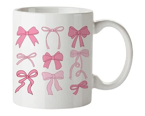 Amazon.com: Coffee Mug - Coquette Pink Bows Ribbons Girly Aesthetic Tea ...