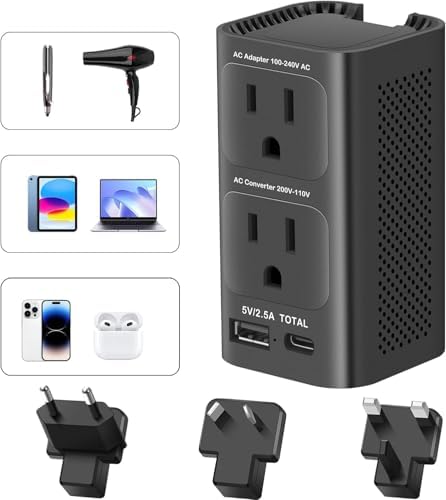 Amazon.com: Voltage Converter for European Travel - 220V to 110V with 1 ...