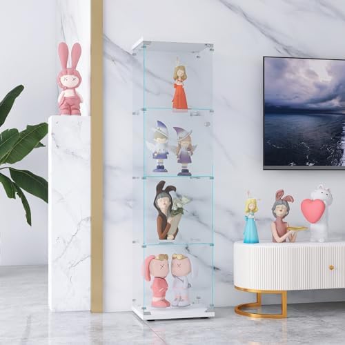 DADEA Glasvitrine 4 Ablagen, Glasvitrine Schrank mit Tür, Antik ...