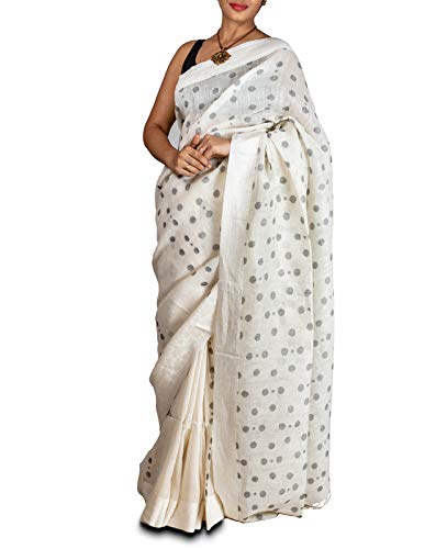 Buy Kiara Crafts Women's Handwoven Jacquard Woven Border Pure Linen ...