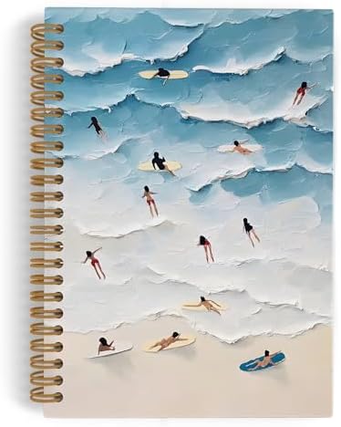 Amazon.com : QLMX Coastal Beach Surf Spiral Notebook, Surfing Gifts for ...
