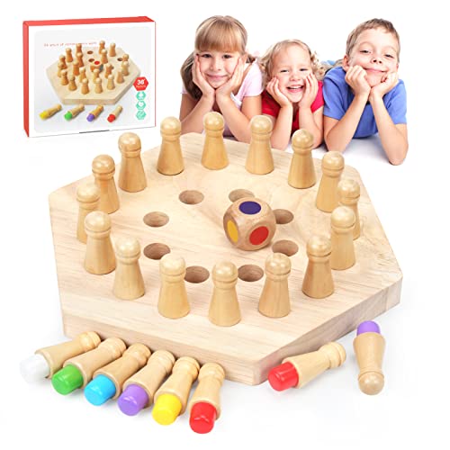 Alftek Wooden Memory Chess Game for kids, wooden memory match stick ...