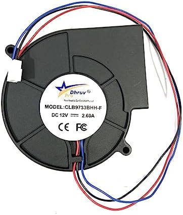 DHRUVPRO 9733 Ball Bearing DC 12V 2.60A 5600 RPM High Speed 3-Pin Air ...