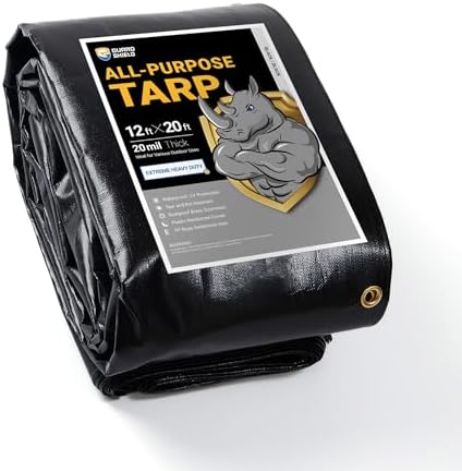GUARD SHIELD Extreme Heavy Duty Black Poly Tarp 12x20 Feet Cover ...