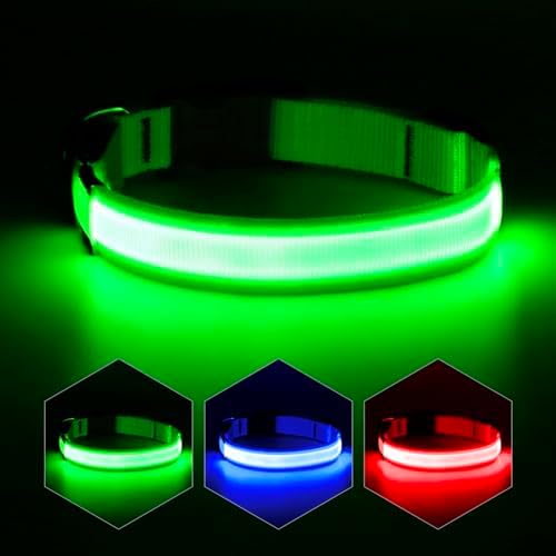 Adjustable Light Up Collar USB Rechargeable LED Dog Collar - Multi ...