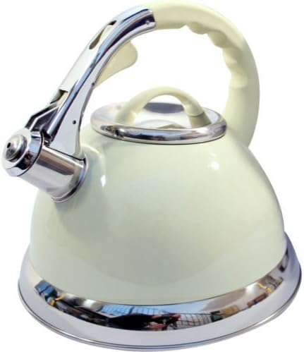 3.5L CREAM STAINLESS STEEL LIGHTWEIGHT WHISTLING KETTLE : Amazon.co.uk ...