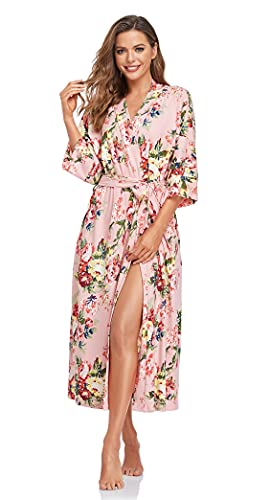 Women's Robes Long Robes Lightweight Modal Floral Long Kimono Robes ...