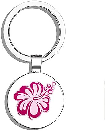 Amazon.com: 1080 Graphics Hibiscus Pink Metal Round Metal Key Chain ...