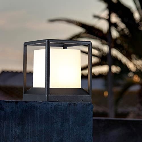 Tootok Modern Outdoor Post Cap Lights, 7" Black, Waterproof, E26 Max ...