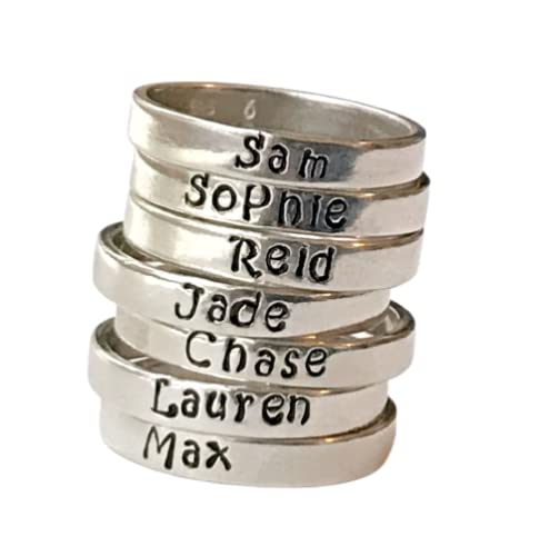 Amazon.com: Personalized Stackable name Ring - Handmade- Stacking ring ...