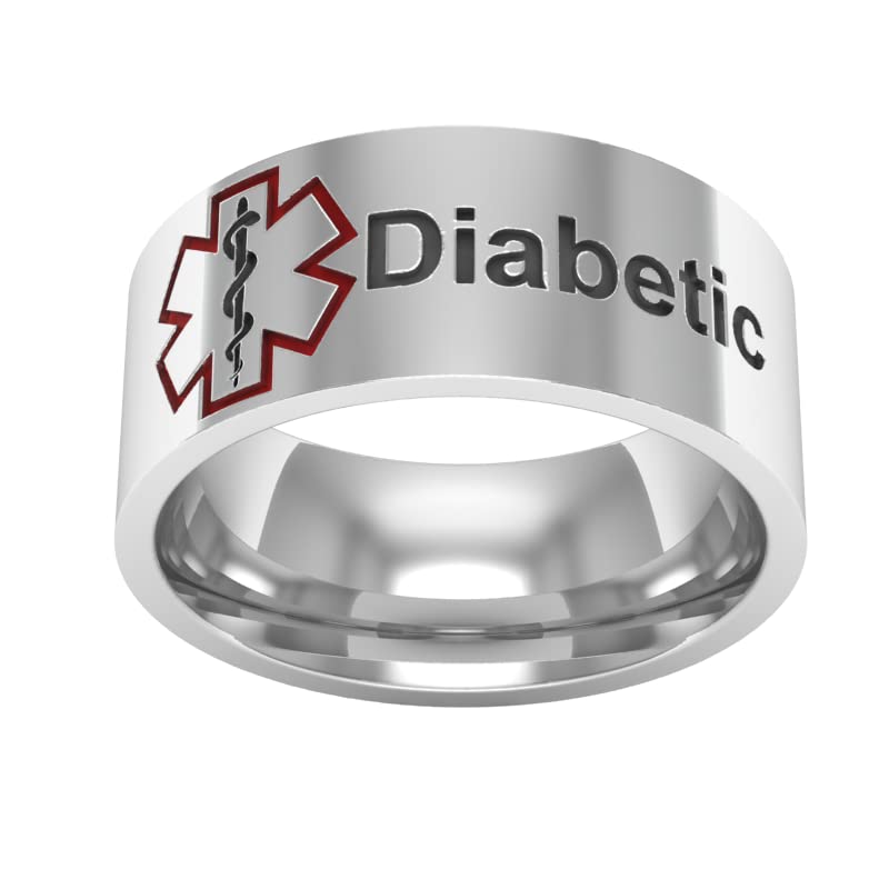 Amazon.com: Diabetic Medical Condition Ring, Personalized Medical Alert ...