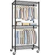 Amazon.com: FUTASSI P3 Rolling Clothes Rack, Clothing Racks for Hanging ...