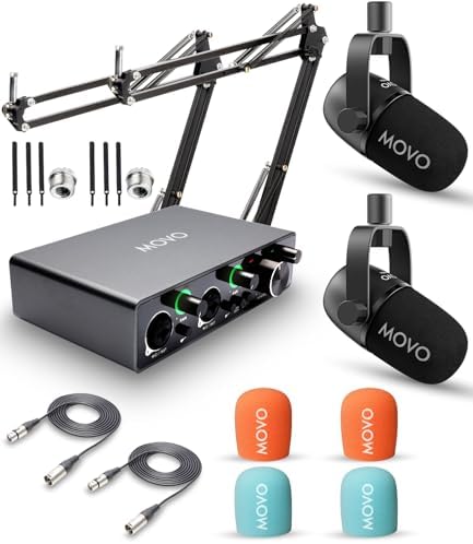 Amazon.com: Movo Podcast Equipment Bundle for 2 with USB Audio ...