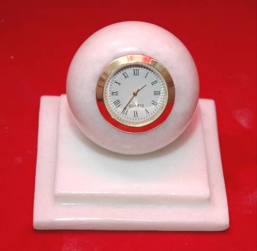 Mrable Table Watch, Clock Hand Painted Round Shape, Marble Showpiece ...