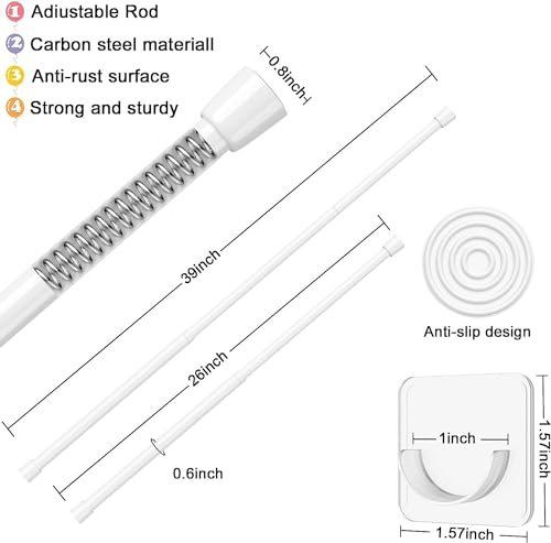 Snapklik.com : AIZESI Spring Tension Rods Adjustable 26 To 39 Inch ...