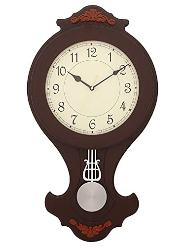 Buy INDIANA CRAFT Decorative Vertical Pendulum Wooden Case Analog Wall ...