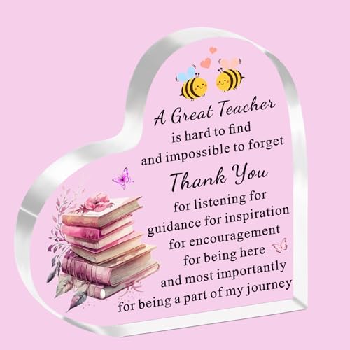 SDOFY Teacher Gifts for Women Heart Shaped Acrylic Plaque Gifts for ...