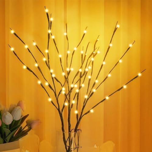 Festive Lights 5 x 87cm Tall Brown Willow Twig Branch Lights – 50 Warm ...