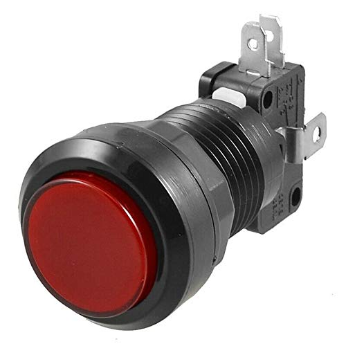 3X(Arcade Game AC 250V 15A 24mm Dia Red Light Push Button + Micro ...