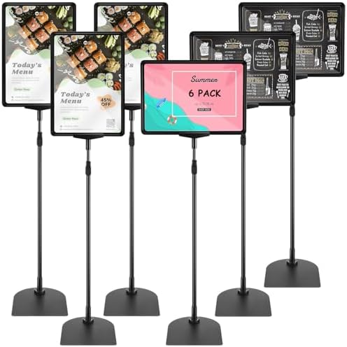 Homodoskey 6 Pack Adjustable Sign Stand Holder, A4 Vertical ...