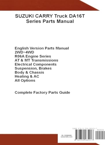 Snapklik.com : Suzuki Carry Truck DA16T Series Parts Manual