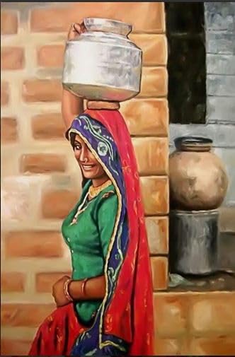 Rajasthani Cuture Women Wall Stickers | Portrait |Traditional ...