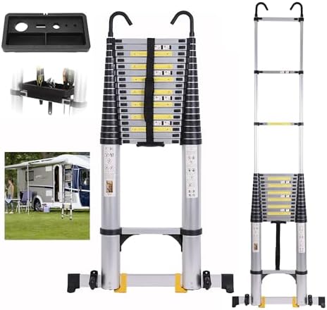 30 FT Aluminum Telescoping Ladder with One-Button Retraction ...