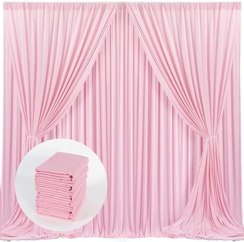 Amazon.com : 6 Panels Pink Backdrop Curtain for Parties Rod Pocket Pink ...