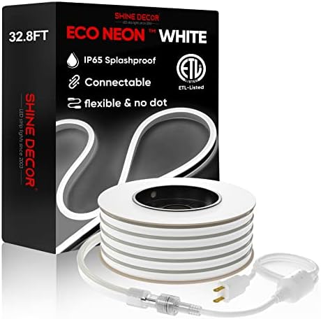 Shine Decor 50FT/15M LED Neon Rope Lights Dimmable 6500K Cool White ...