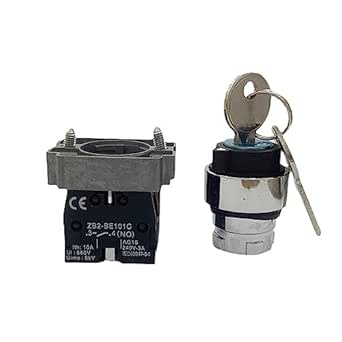 Key Rotary Switch Push Button 22mm Knob Lock Reset/Latching Metal ...