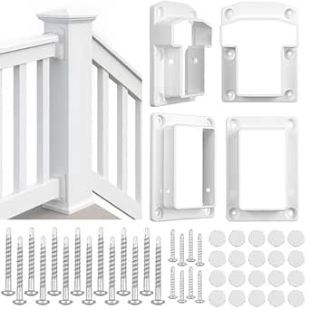 Beeveer 2 Sets Vinyl Fence Railing Bracket Kit with Screws Straight ...
