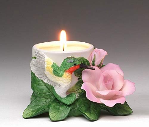 Amazon.com: Fine Porcelain Hummingbird with Rose Tealight Candle Holder ...
