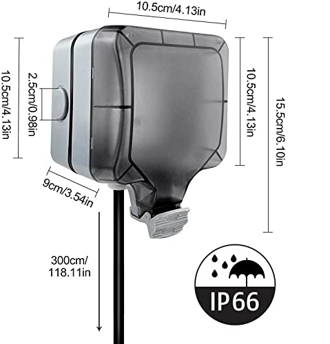 Outdoor Plug Socket Box, Cover Waterproof,Exterior Garden Single Plug ...