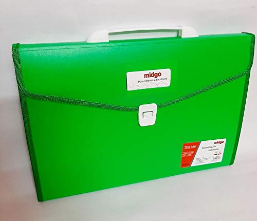 Midgo Expaning File Folder with 13 Pockets, Handle, Index Tab, A4 Size ...