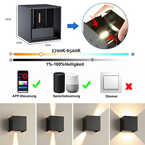 SNADER Smart LED Wall Lamp Indoor/Outdoor,6W-RGB Wall Light ...