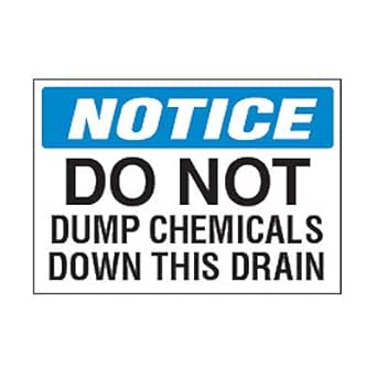 Amazon.com: 3.5" x 5" Notice, No Chem. Down Drain3-1/2" H x 5" W Self ...