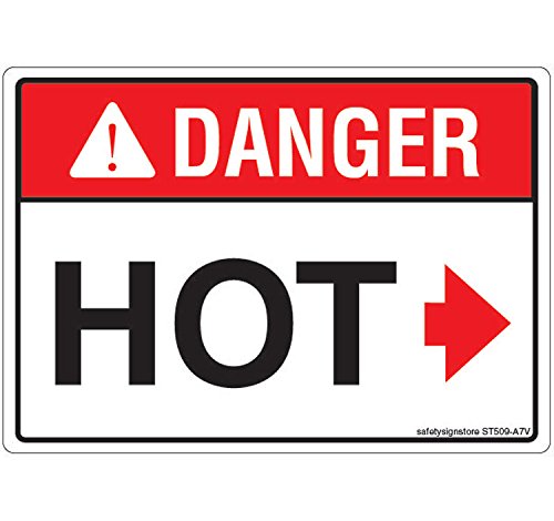 DANGER: Hot (set of 10), (ST509-A7V-01), Material: 3M Self Adhesive ...