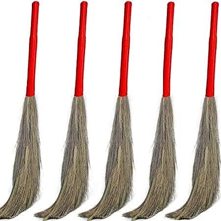 Floor Broom with Natural Soft No Dust Grass Long Stick Jhadu for Home ...